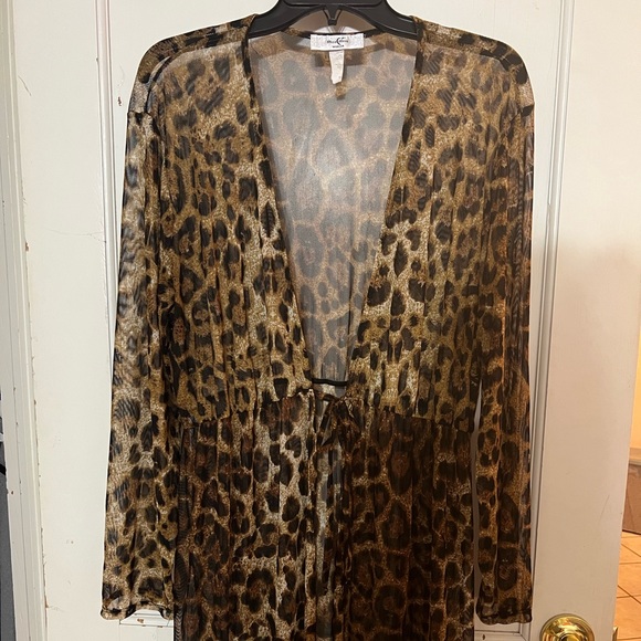 Moa Moa | Sweaters | Leopard Print Sheer Duster | Poshmark